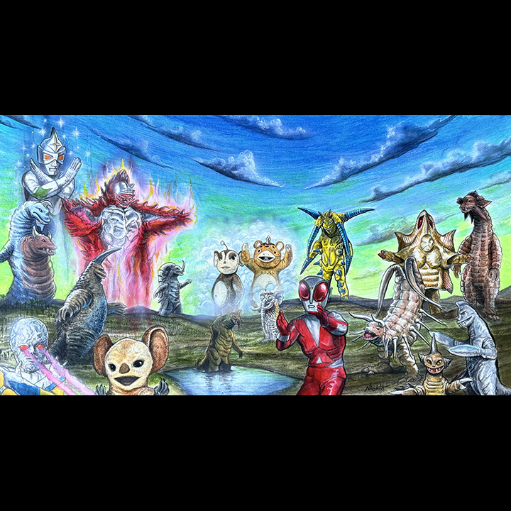 Max Toy Co - Mirrorman , Booska and Kaiju original header card art Mark ...