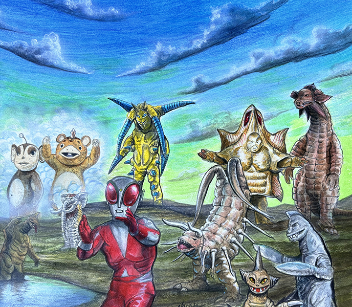 Max Toy Co - Mirrorman , Booska and Kaiju original header card art Mark ...